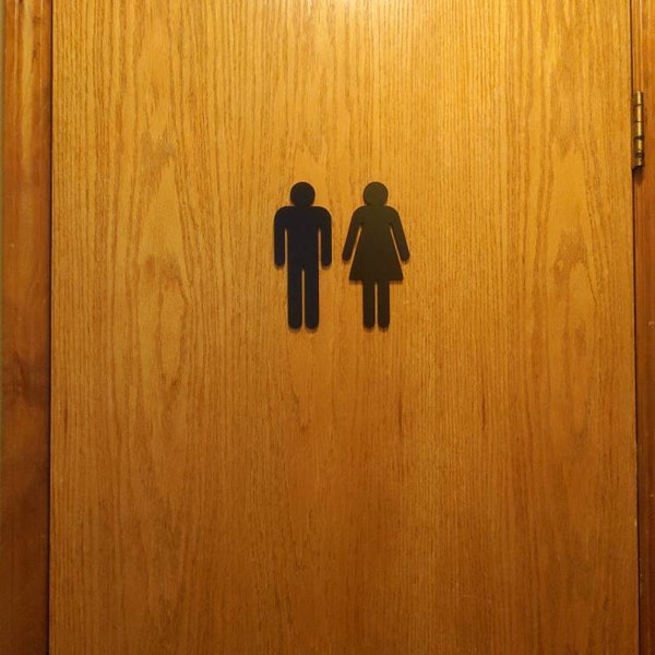 Set of 2 Bathroom Sign People Wood Cutouts 7 Color Options Laser Cut ...