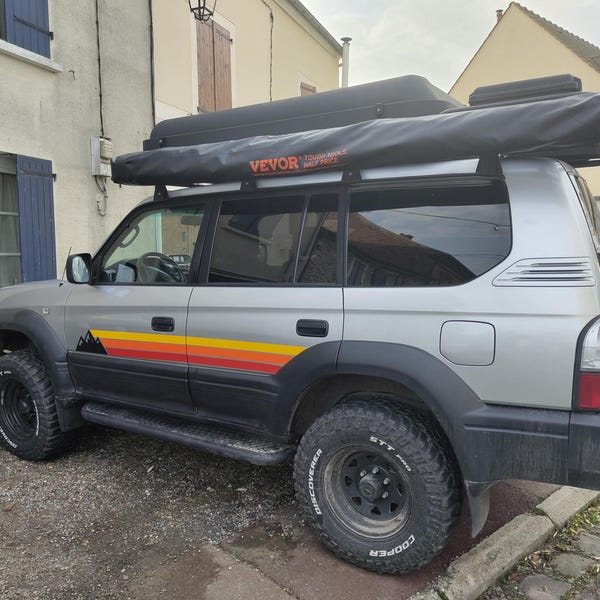 FJ Cruiser Decal, Mountain Silhouette With Retro Stripes, Ivan Stewart ...