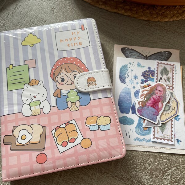 Cute School Girl Kawaii Notebook- Kawaii Notebook, Soft Hard Cover Cute ...