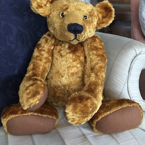 Hubert printed traditional jointed teddy bear sewing pattern | Etsy