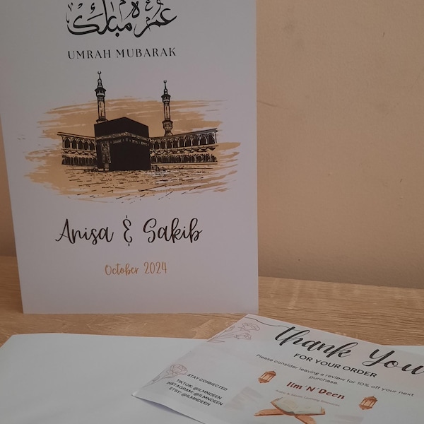 Umrah Mubarak Greeting Card, Personalised A5 Umrah Gift, Muslim Umrah ...
