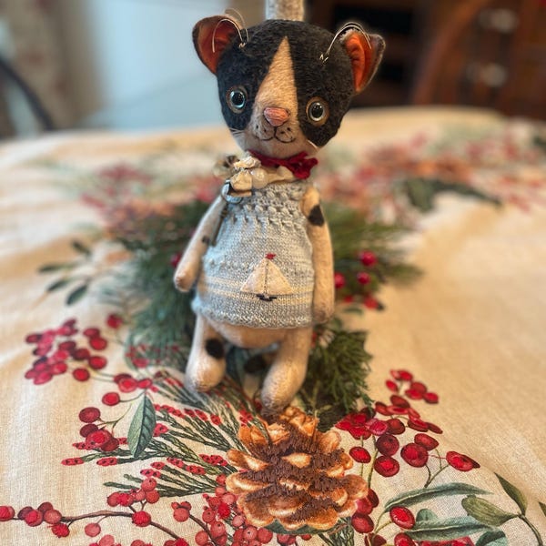 By Alla Bears Original Artist OOAK Vintage Old Prim Cat Kitten Toy Doll ...