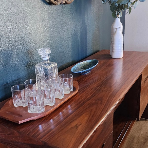 Sparta Whiskey Decanter Set and Whiskey Glasses Vintage Cut Glass ...