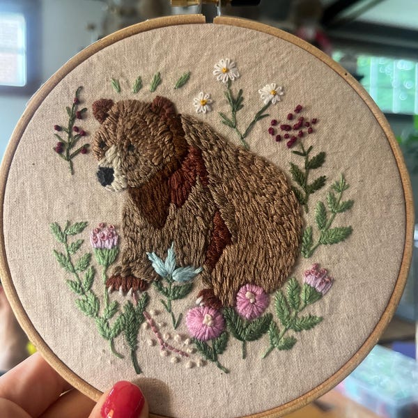 Woodland Bear Hand Embroidery Pattern, Bear Pattern, Woodland ...