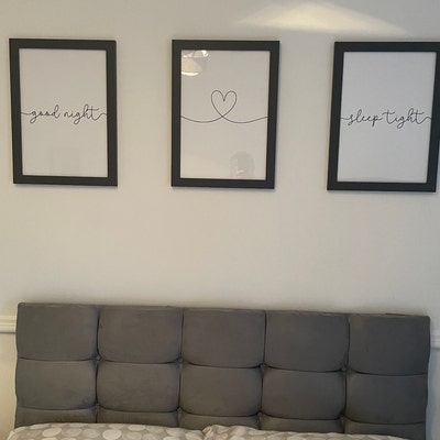Good Night Sleep Tight Heart Prints, Set of 3, Bedroom Prints, Sleep ...