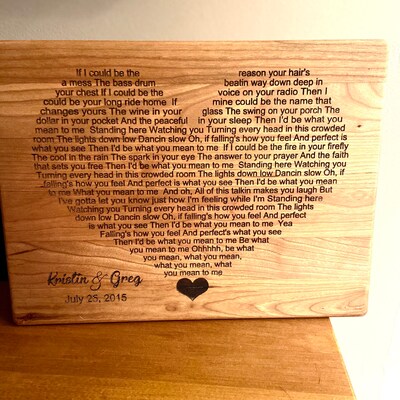 Engraved Wedding Song, First Dance Lyrics, Your Wedding Lyrics Engraved ...