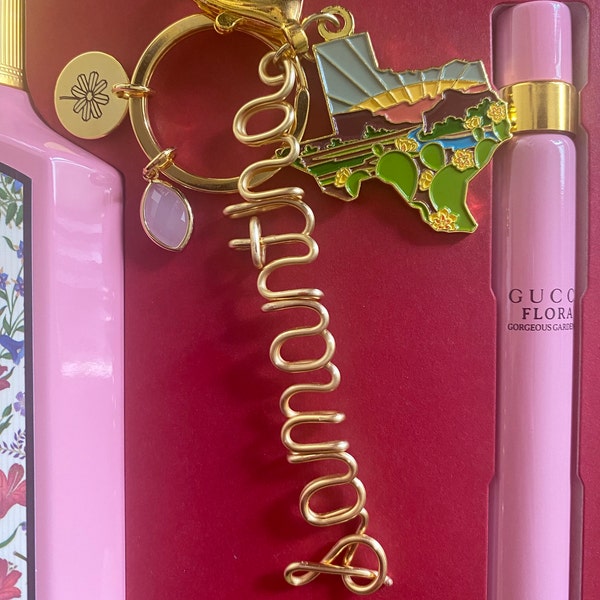 Custom Name Keychain With Heart Clasp, Name Keychain, Purse Charm ...