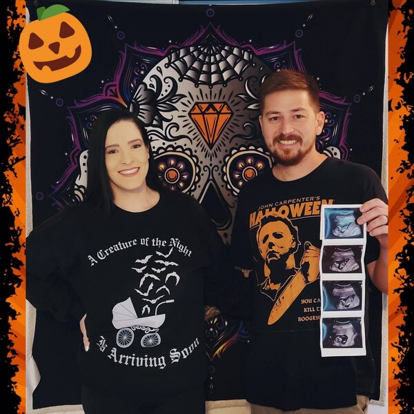 Gothic Pregnancy Announcement Halloween Maternity Shirt Goth New Mom to ...