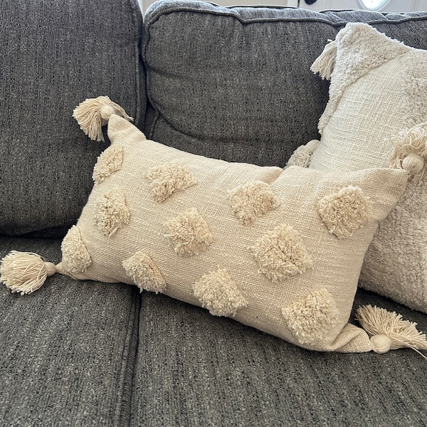 Hand Loom Woven Cotton & Wool Chunky Loops Textured Cushion Cover 20 ...