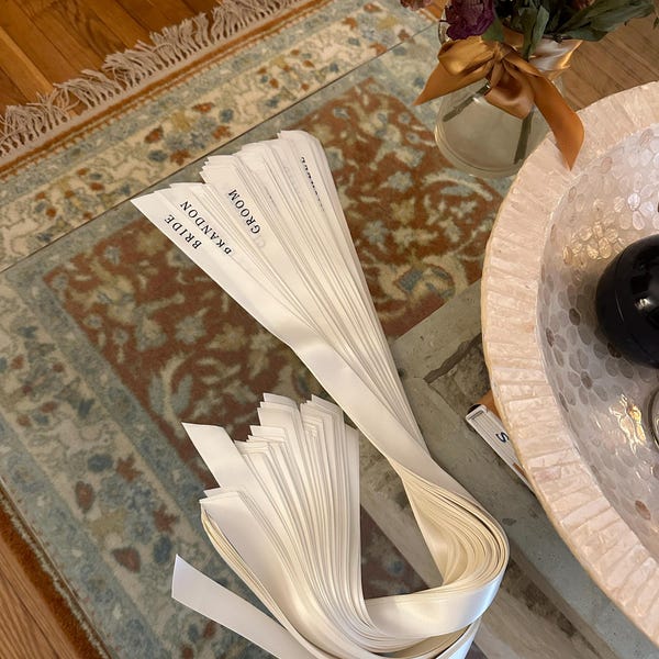 Luxury Personalised Ribbon Name Tags, Name Place Cards for Weddings ...