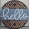 Hello Geometric Welcome Sign, Digital Download, Round Door Hanger Svg ...