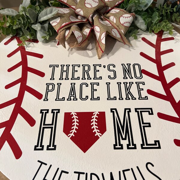 Front Door Decor | There's No Place Like Home | Baseball Sign ...