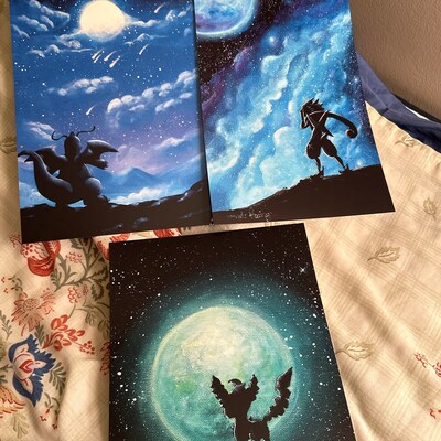 POSTER of Charmander Under the Moon Pokemon Print Art Work - Etsy