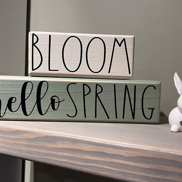 Spring / Easter Block Wooden Signs - Etsy UK
