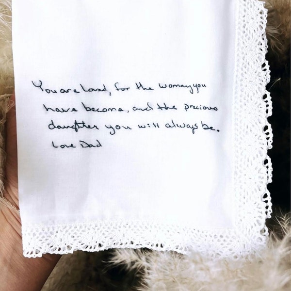 Custom Handwritten Embroidered Wedding Handkerchief for the Bride ...