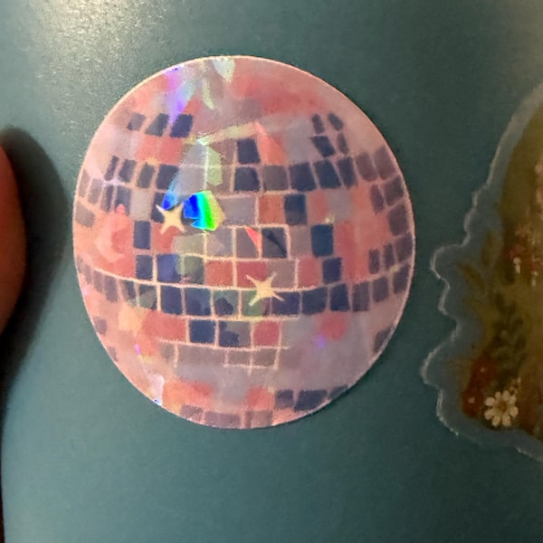 Holographic Disco Ball Vinyl Sticker L Water Bottle Sticker | Laptop ...