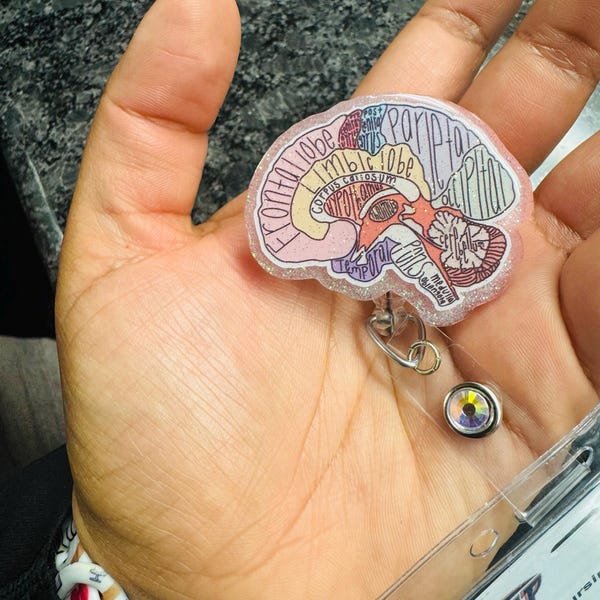 Anatomical Brain Badge Reel | Eeg Tech | Neurologist Badge | Neurology ...