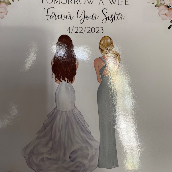Today a Bride, Tomorrow a Wife, Forever Our Sister, Wedding Print for ...