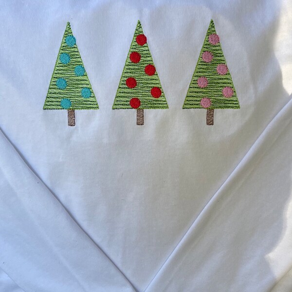 Christmas Tree Trio Machine Embroidery Design Sketch Stitch - Etsy
