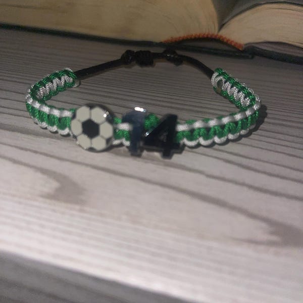 Custom Sports Bracelet Wristband With Number, Soccer Leather Bracelet ...
