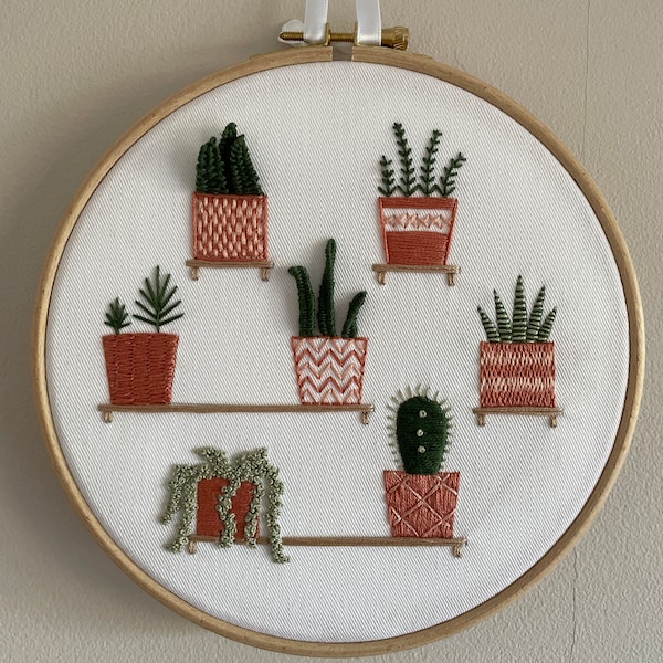 Succulent Sampler Embroidery Kit • 7" Hoop • Boho Botanical, Floral ...