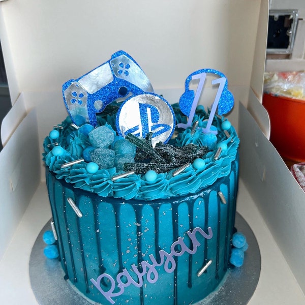 Gaming PS5 Themed Cake Topper Set Controller, Headset, Logo - All ...