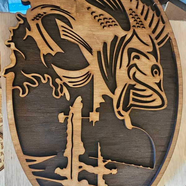 Fishing Laser Cut Files Glowforge Files SVG/DXF/CDR Fishing Panel ...