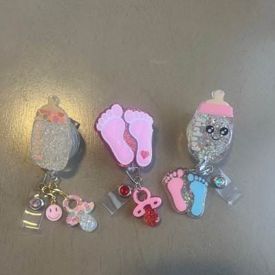Pink Baby Bottle Badge Reel Ob Badge Reel Picu Nurse Badge Reel Nursery ...