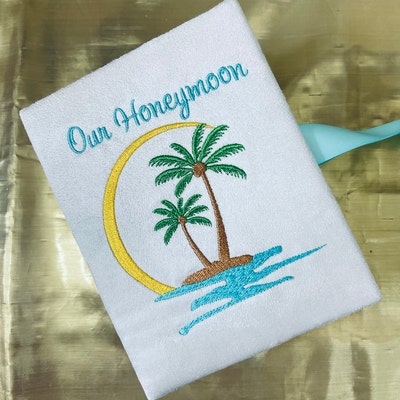 Tropical Island Machine Embroidery Design, Palm Tree Island Embroidery ...