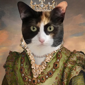 Custom Pet Portrait Royal Pet Portrait King Cat Queen Cat - Etsy