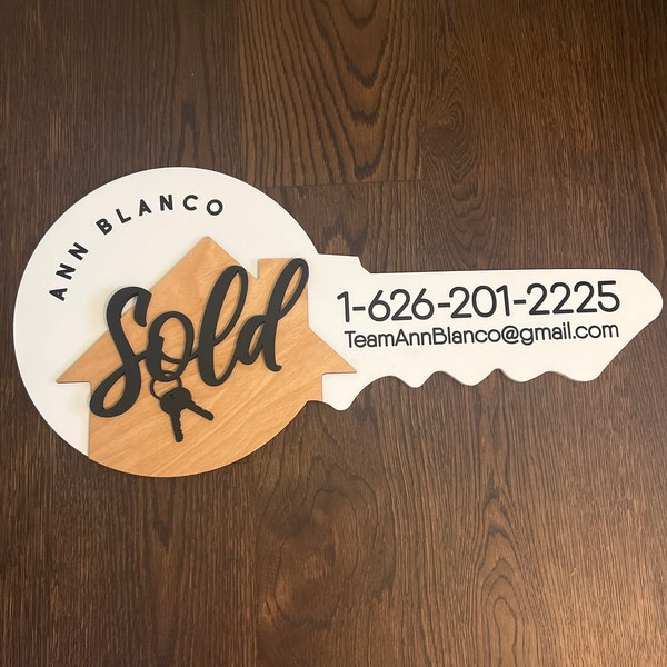 Sold Key Sign, Orange 3D Realtor Closing Custom, Sold Real Estate Agent ...