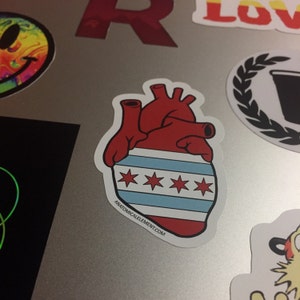 Chicago Flag Anatomical Heart Die Cut Sticker - Etsy