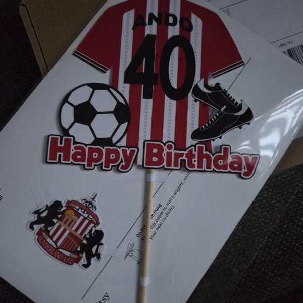 Sunderland Cake Topper 25/26 Style. Personalised Football Birthday Cake ...