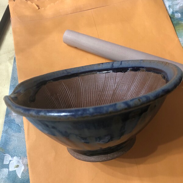 Ceramic Suribachi, Wheel Thrown Mortar and Wooden Pestle, Handmade Stoneware Pottery - Etsy
