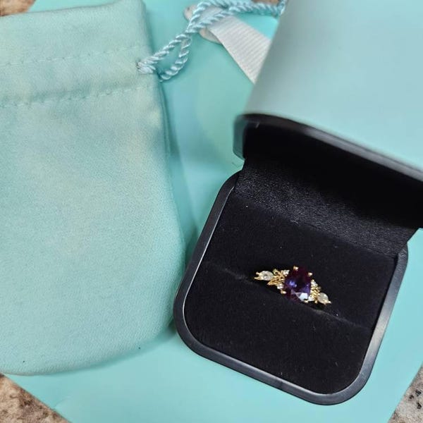 Vintage Pear Alexandrite Engagement Ring Set Bridal Sets Women Rose ...