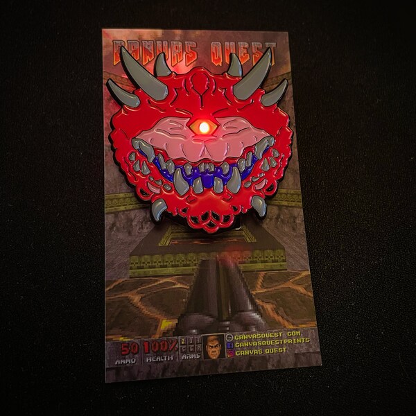 Doom - Cacodemon 2” LED Lit up Eye, Enamel Pin or Magnet - Classic ...