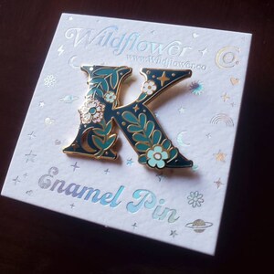 Botanical Letter Enamel Pin Personalize With Your Initial or Monogram ...