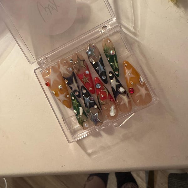 Freestyle 3D Almond Press on Nails, Metallic Chrome Goth Nails Art ...