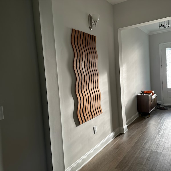 3D Wooden Slat Feature Wall • Custom Size Wave Panel • Modern Home ...
