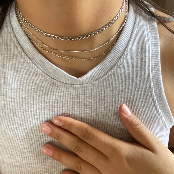 Silver Layering Necklace Set - Gold Chain Necklace, Gold Layered ...