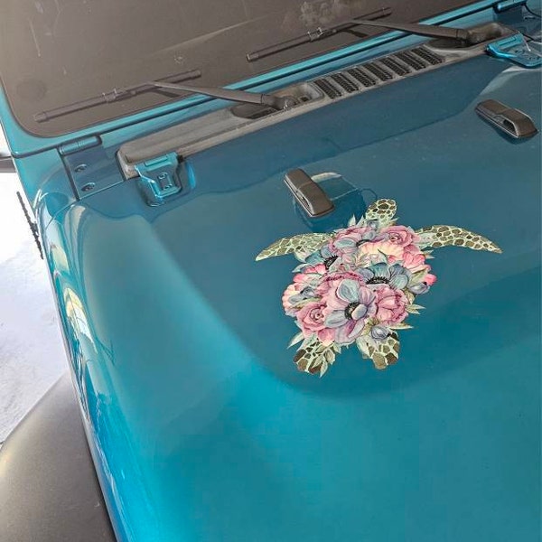 Sea Turtle Flower Vinyl Printed Sticker Decal Accessories, Hood Decals ...