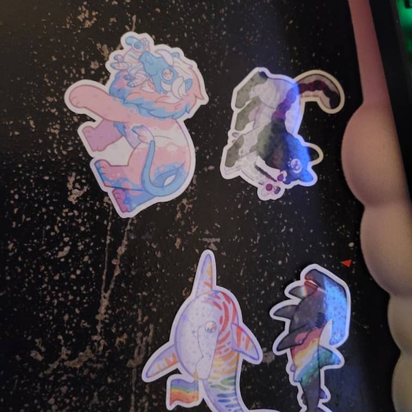Disability Pride Stickers Shark, Dog, Cat Designs Holographic Sticker ...