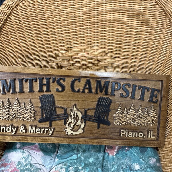 Custom Wood Campfire Sign | Family Name Campsite Sign | Last Name Sign ...