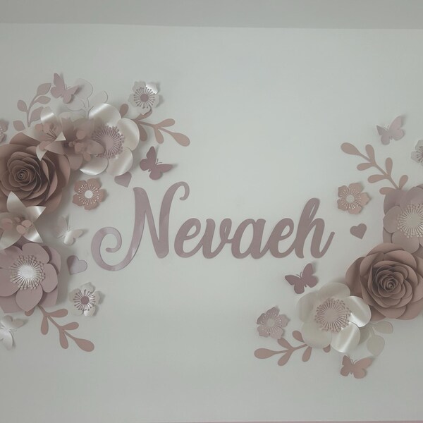 Rose Gold Paper Flower Wall Decor With Name/our New House/elegant House ...