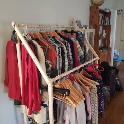 Handmade Natural Wood Hanging Rail - Etsy UK