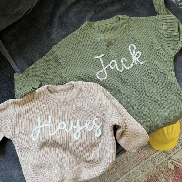 Personalized Hand Embroidered Baby Boy and Toddler Boy Sweaters // Baby ...