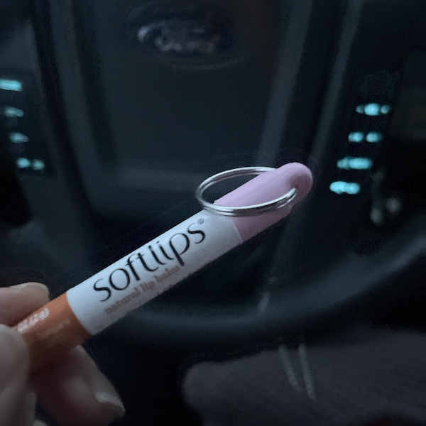 Glossier Brand Keychain Cap key Ring Included Chapstick and Lip Balm ...