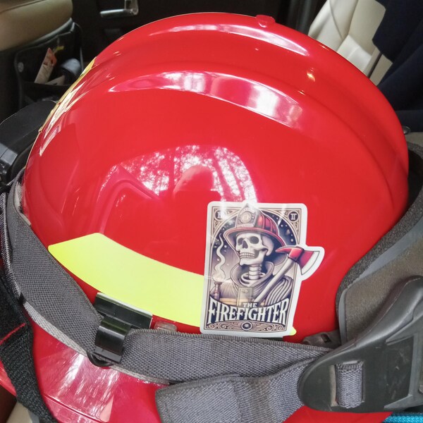 Skeleton Firefighter Sticker, Firefighter, Bunker Gear, Fireman, Ax ...