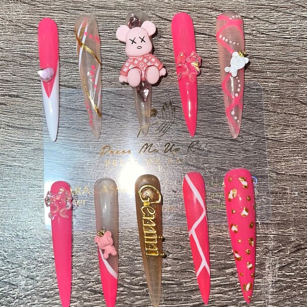 Red and Black Lady Luck Press on Nails, Reusable Press on Nails, Poker ...