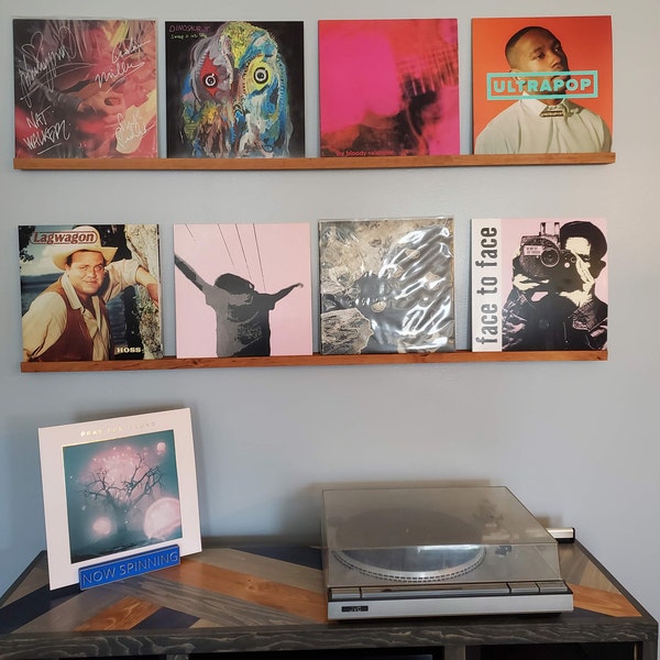 Floating Quad Record Ledge / Solid Hardwood Shelf / Vinyl Shelf / LP ...